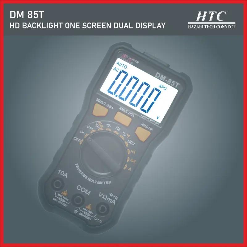 HTC DM-85T Digital TRMS Multimeter – 6000 Counts, Measures Frequency ...