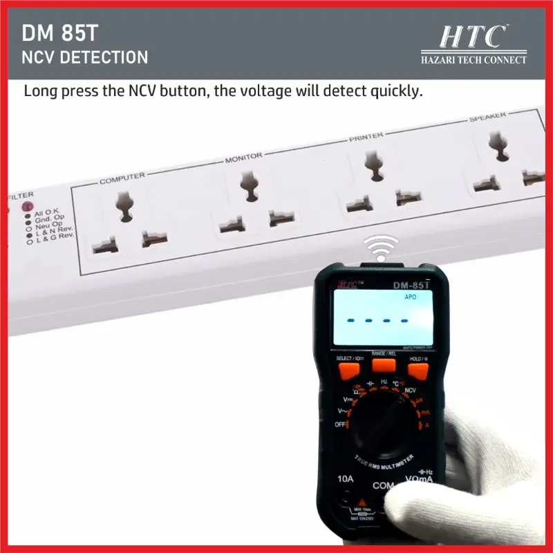 HTC DM-85T Digital Multimeter – True RMS, AC/DC Voltage & Current, Auto ...